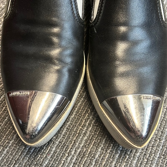 Miu Miu | Shoes | Miu Miu Silver Toe Cap Platform Slipon Sneakers In ...